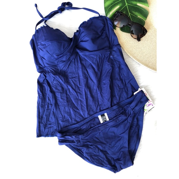BECCA | Swim | Becca Navy Blue Tankini Bathing Suit Set | Poshmark